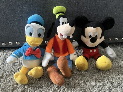 Lot 3 Disney Plush Mickey Mouse Donald Duck Goofy 8” Mint Souvenir ...