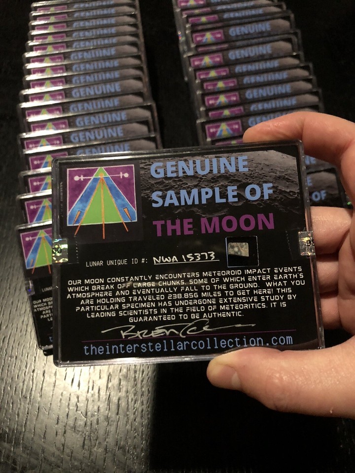 Genuine LUNAR MOON ROCK DISPLAY By The Interstellar Collection - IMCA ...