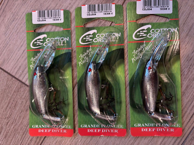 Lot of 3 NEW JOINTED Wally Diver Silver CDJ504 Cotton Cordell 1/4oz ...
