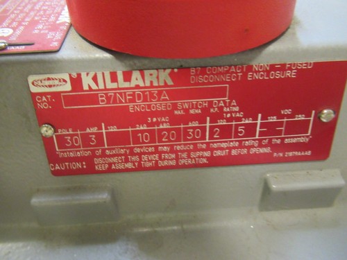 Killark B7NFD13A 30A 3-Phased 600V Hazardous Location Non-Fused Safety ...