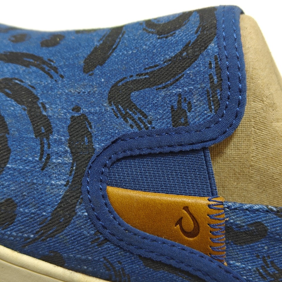 OluKai Kahu Slip On Pow Wow Boat Shoe Loafer Charcoal Blue Men’s Size ...