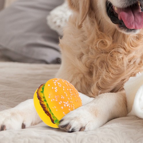 Teeth Cleaning Puppy Toys Hamburger Shaped Squeaky Dog Squeakers Chew ...