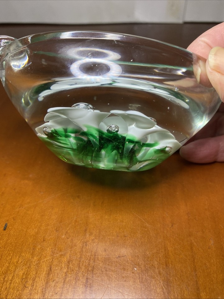 Vintage JOE ST. CLAIR blown GLASS PAPERWEIGHT controlled bubble 5.5 ...