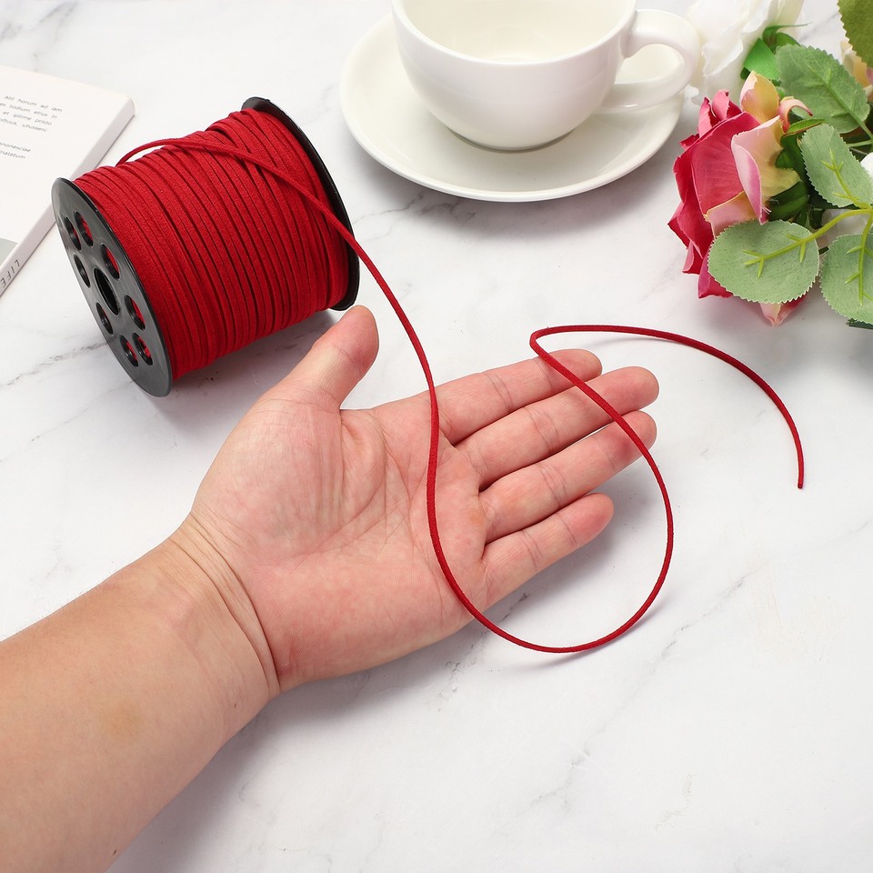 100 Yards x 2.6mm Faux Suede Leather Cord, Leather Lace String, Pink | eBay