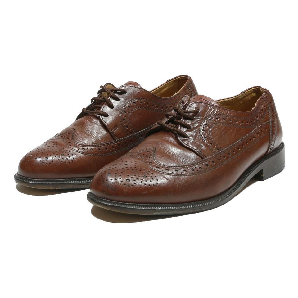 GALLUS Mens Brogue Leather Shoes Brown UK 8.5 Classic Lace-Up Dress ...