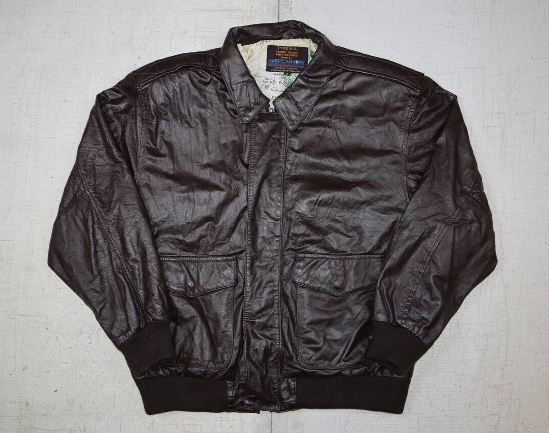 Vintage American Born Leather Flight Jacket Brown Lea… - Gem