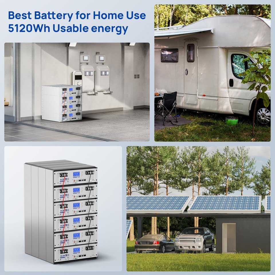 48V 100Ah LiFePO4 Lithium Battery Metal Case Perfect for RV Boat Solar ...