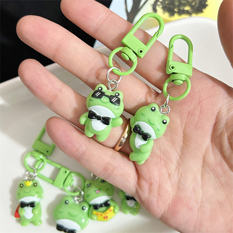 Cute Cartoon Green Frog Keychain Lovely Animal Keyring Handbag Pendant ...