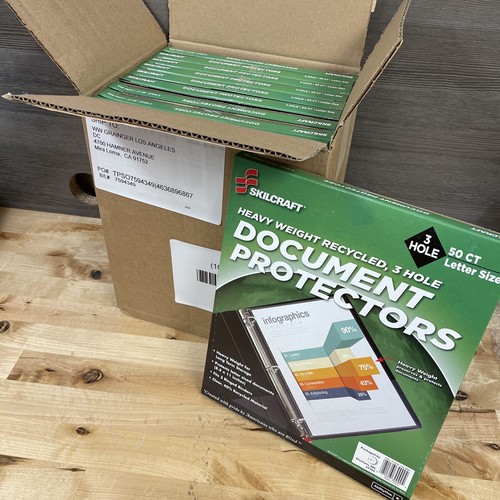 10 Pack 50ct Skilcraft Heavy Weight Recycled 3 Hole Document Protectors ...