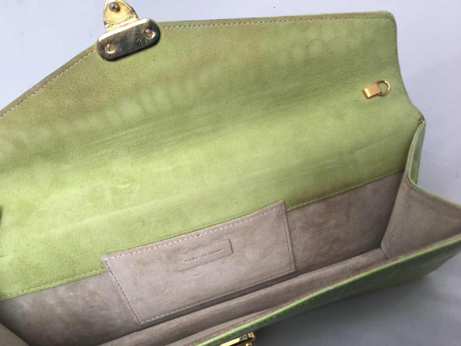 Peridot Green Crocodile Leather Clutch Purse VTG ITALIAN | eBay