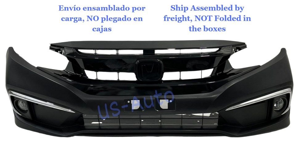 Fit 2019 - 2021 Honda Civic Front Complete Bumper Assembly w/Fog ...