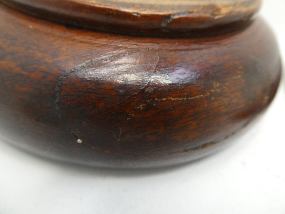 VINTAGE TURNED TIMBER ROUND LIDDED TRINKET DISH WOODEN BOX CANISTER #2 ...