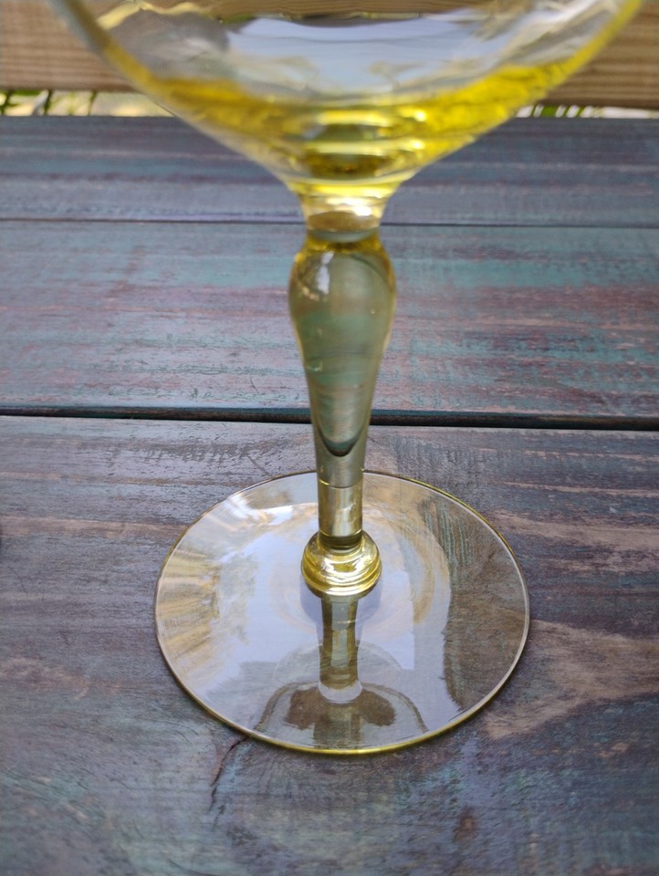 Vintage Set of 4 Yellow Optic Crystal Stemware | eBay