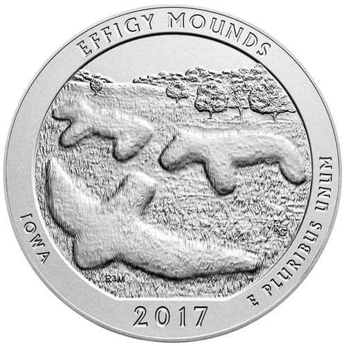 2017-P Burnished Silver ATB Effigy Mounds National Monument, Box, OGP ...