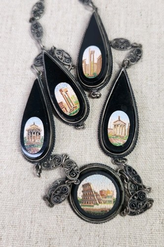 Rare Antique 800 Silver Filigree Anciet Rome Mosaic Necklace | eBay