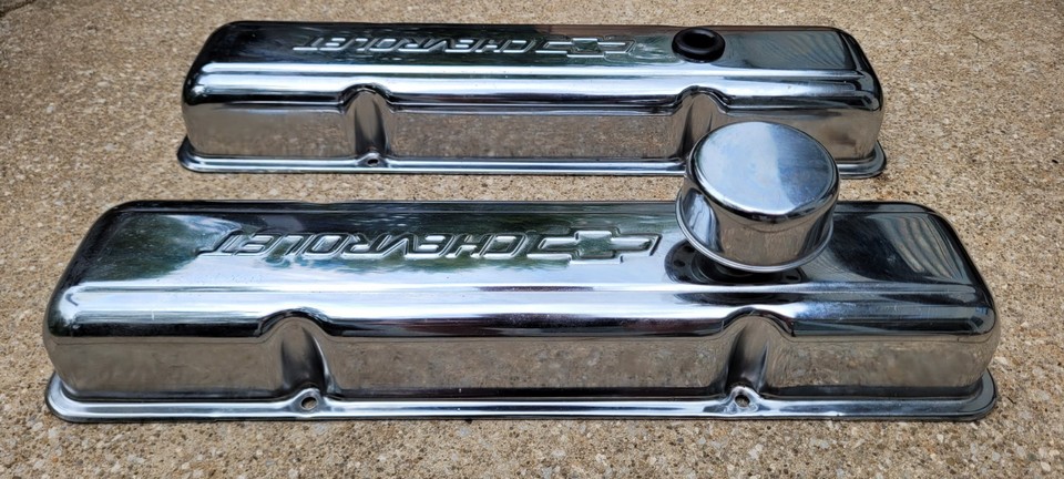 Chevy Small Block Chrome Valve Covers Chevrolet Logo Chrome Finish ...