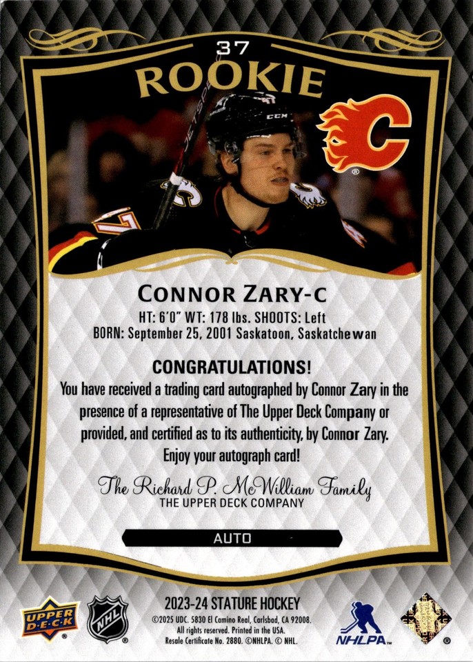 2023-24 Stature Connor Zary Rookie Autograph Card #37 | eBay