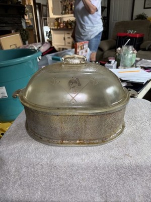 Vtg. Guardian Service Ware Cast Alum Oval 7 Quart Roaster w/Glass Lid ...