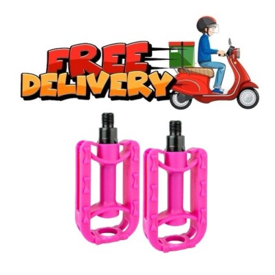 Pink Bicycle Pedals Childrens Bike 1/2" Inch Thread Pedal Plastic ...
