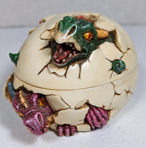 Summit Collection Twin Baby Dragons Hatching Egg Trinket Box 2001 W.U.I ...