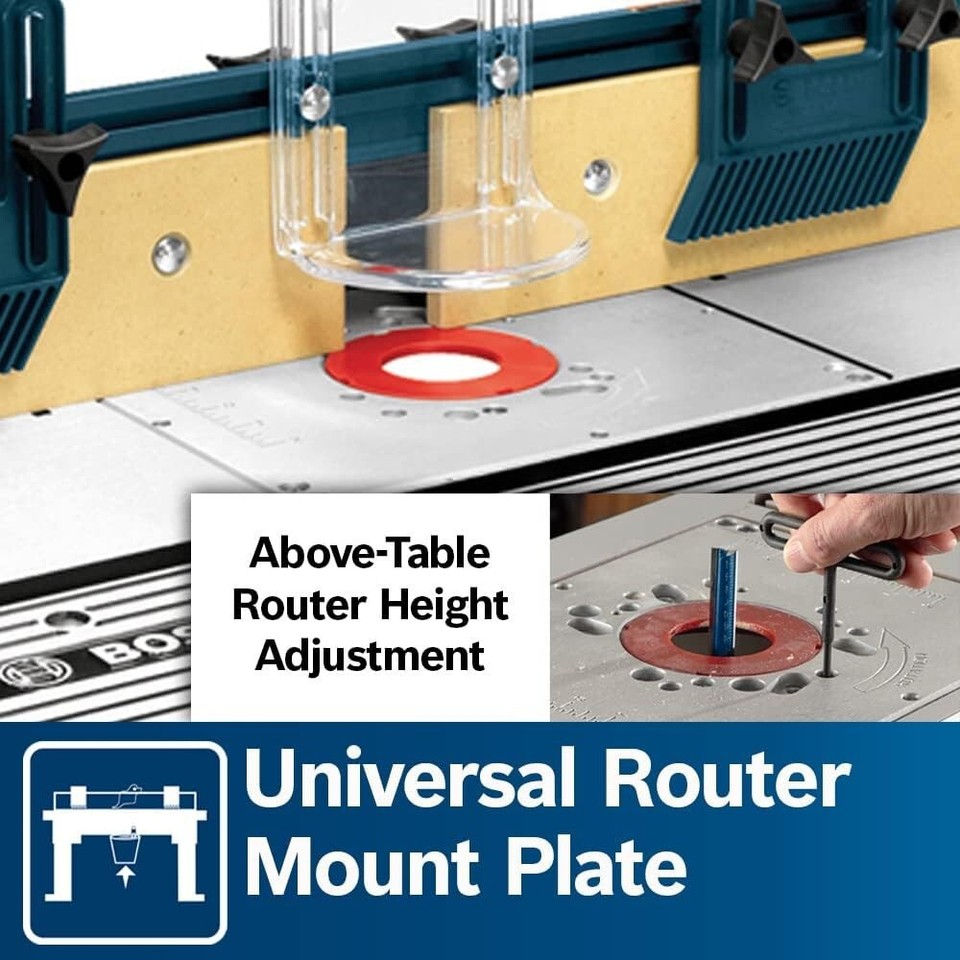 RA1181 Benchtop Router Table 27 in. x 18 in. Aluminum Top with 2-1/2 in ...