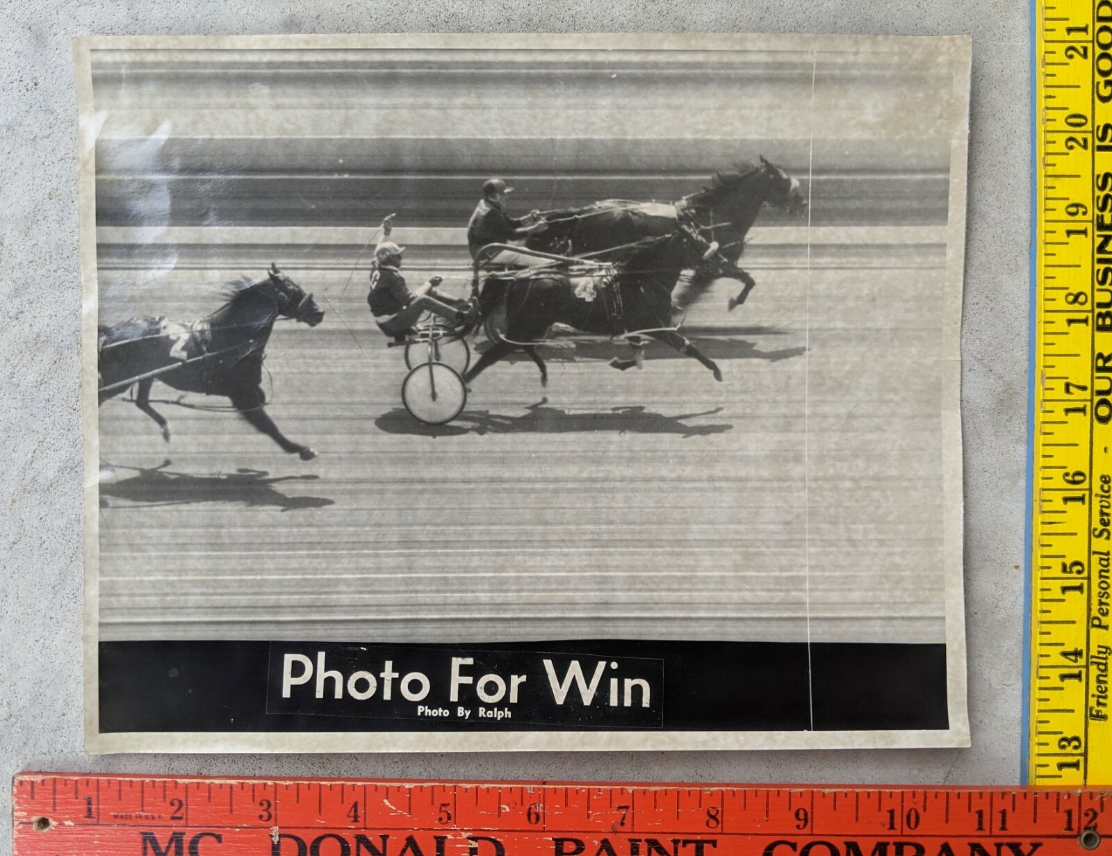 70s Horse Harness Racing Photo Finish - Single Shaft Sulky Hazel Park ...