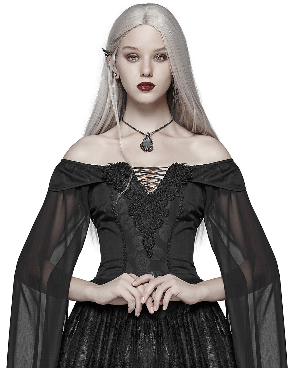 Punk Rave Gothic Wedding Dress Long Black Lace Witch Steampunk ...