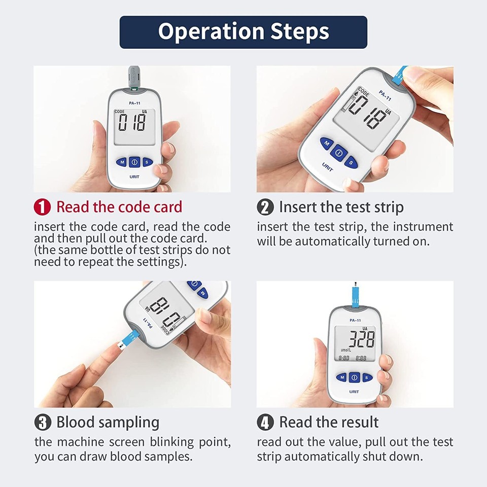 URIT Home Uric Acid Meter Test Kit，Uric Acid Test Meter + 25 Test ...
