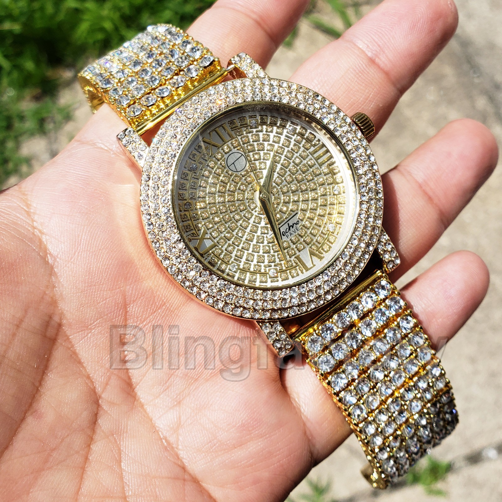 MEN'S HIP HOP QUAVO LUXURY 6 ROWS LAB DIAMOND FULL ICED BAND DRESS ...