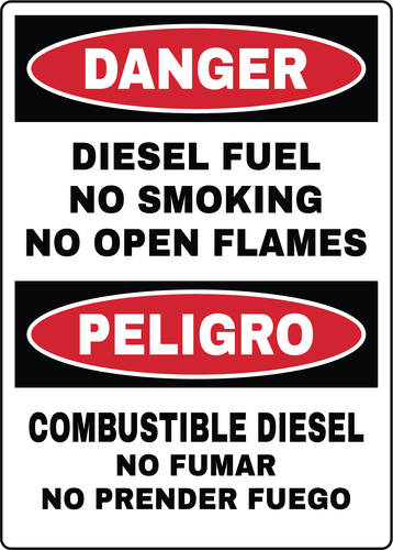 DANGER/PELIGRO DIESEL FUEL NO SMOKING/FUMAR| Bilingual Adhesive Vinyl ...