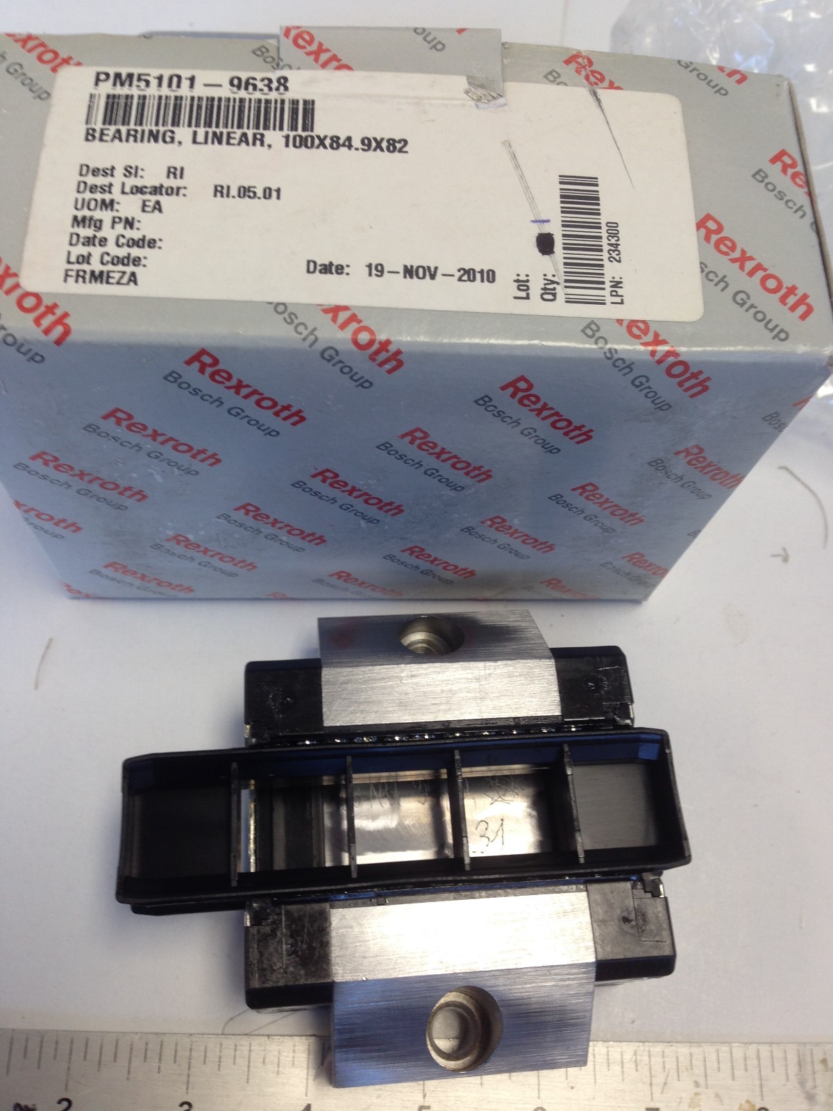 NEW REXROTH BOSCH R166539420 011 (7210) 5101-9638-A LINEAR RAIL BEARING ...