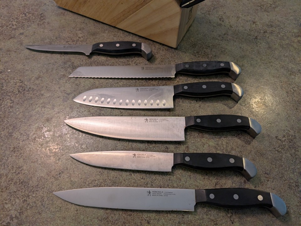 J.A. HENCKELS Stainless Steel Kitchen Knife Cutlery & Wood Block 18pc ...