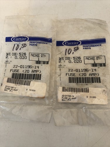 GENUINE CARRIER TRANSICOLD 20 AMP FUSE 22-01196-14 SET OF 2 NEW OEM NOS ...