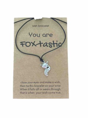 Foxtastic Bracelet Alloy Fox Pendant Wax Rope Braided Adjustable ...