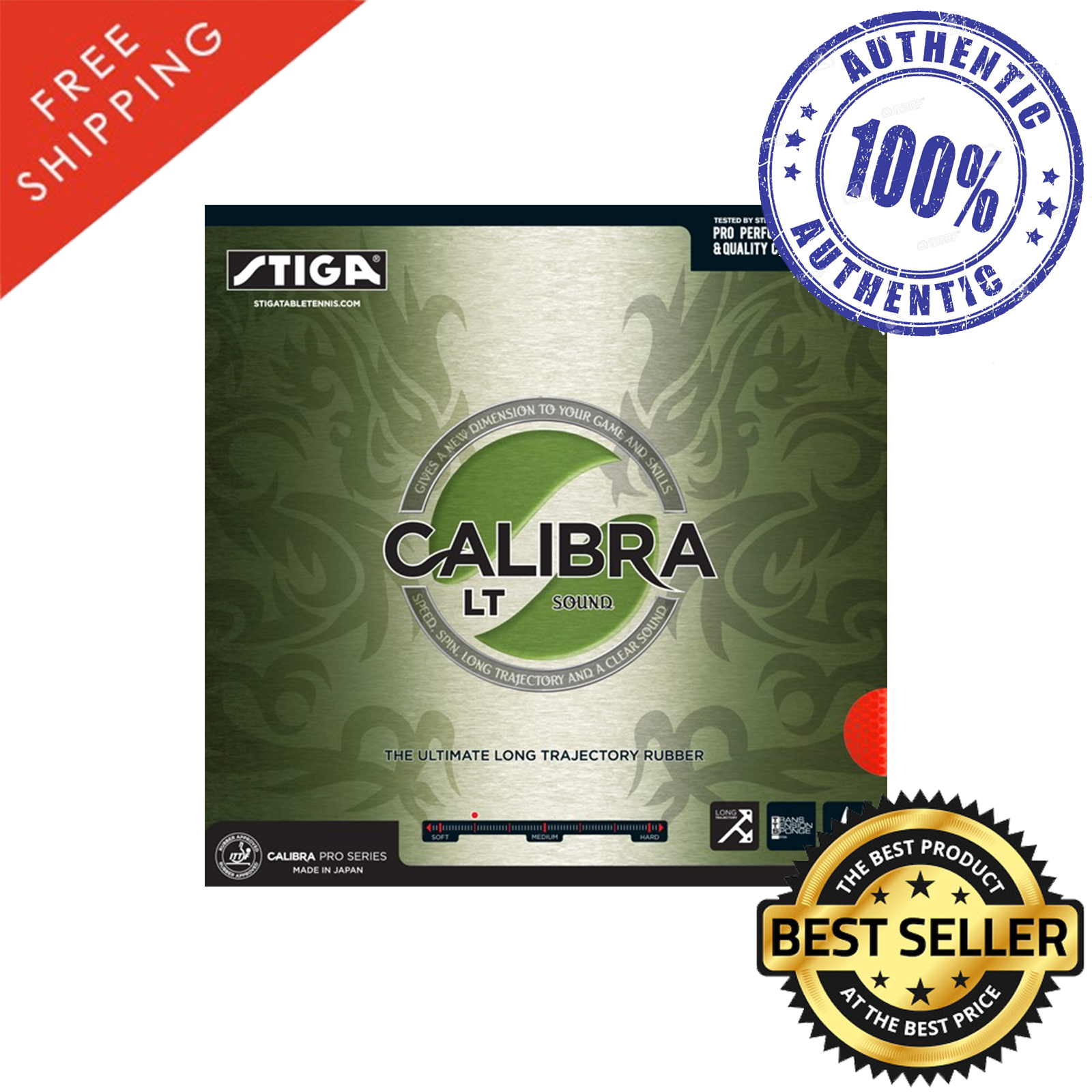 Stiga Calibra LT Sound Table Tennis & Ping Pong Rubber, Choose Color ...