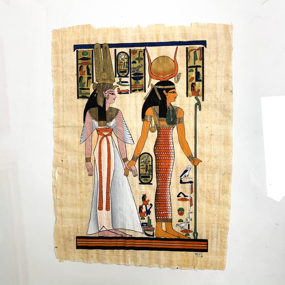 Ancient Egyptian Art Queen Nefertari being led by Isis Papyrus Print, 12 x 16 in | eBay