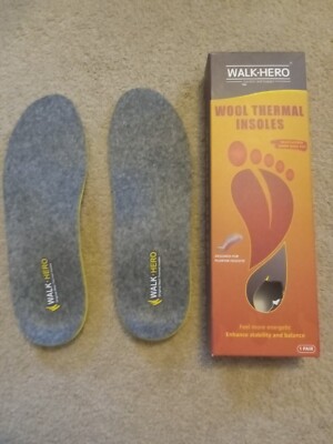 Walk Hero Wool Thermal Insoles Plantar Fasciitis M 10-10.5-W Size 12-12 ...