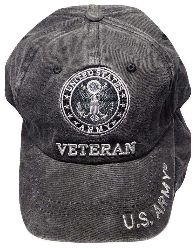 U.S. Army Veteran SUBDUED Grey Gray Cotton Embroidered Cap Hat ...