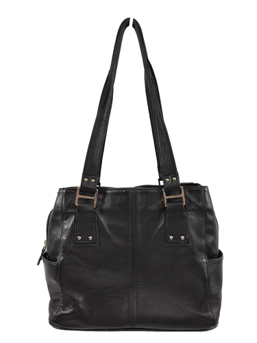 Vintage SAS Shoulder Bag Black Leather Purse Double Strap Multiple ...