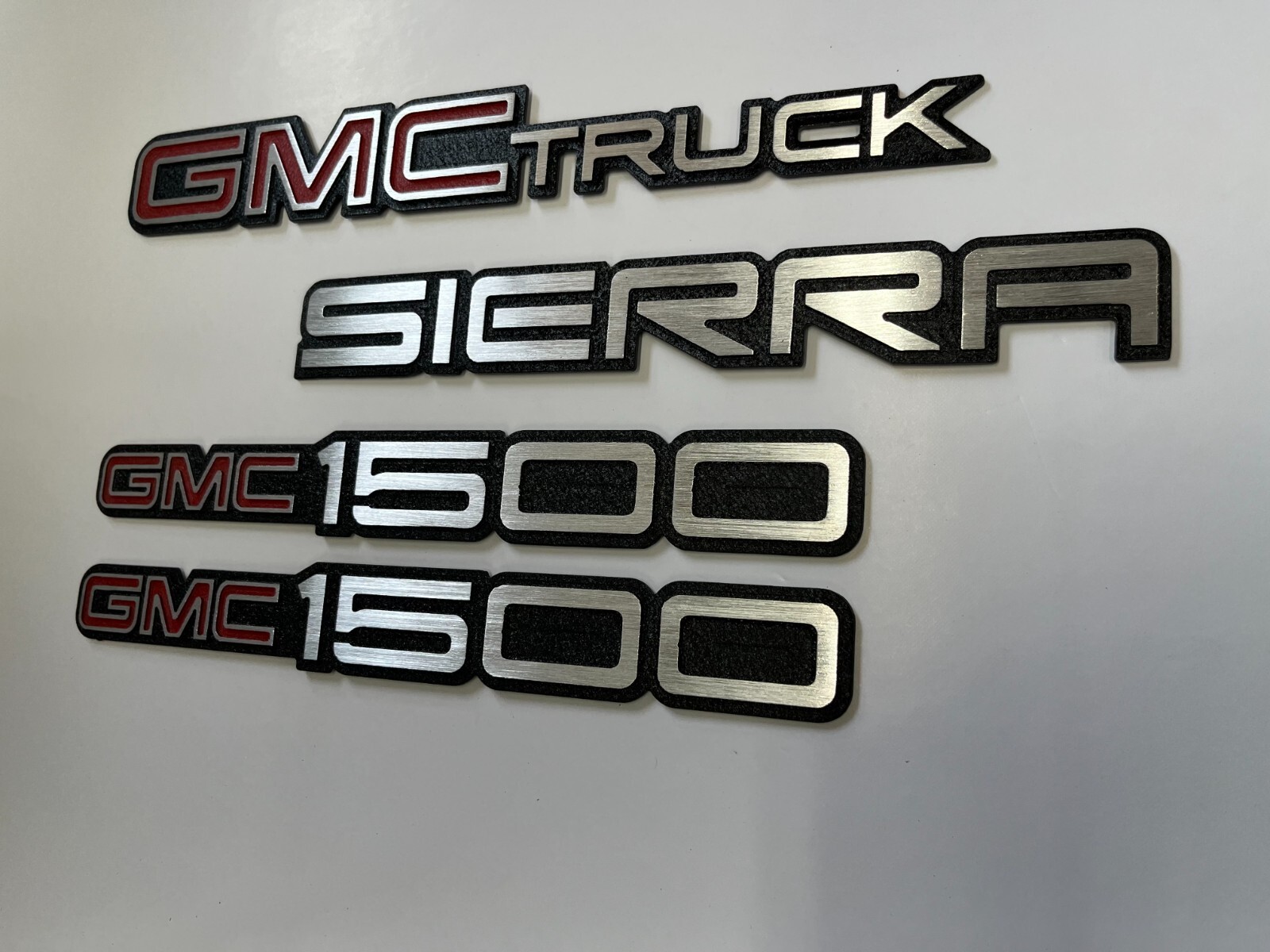88-98 OBS SIERRA GMC 1500 Emblems x4 cnc billet C10 Badges Chevy GMT400 ...