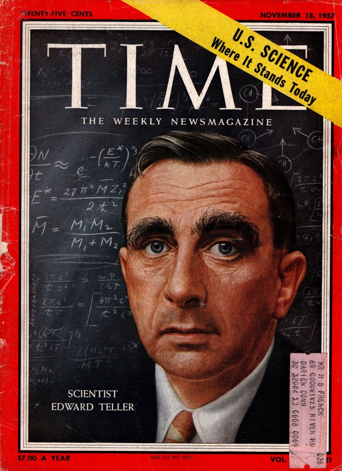 1957 Time November 18 - Edward Teller; J D Salinger; N C Wyeth ...