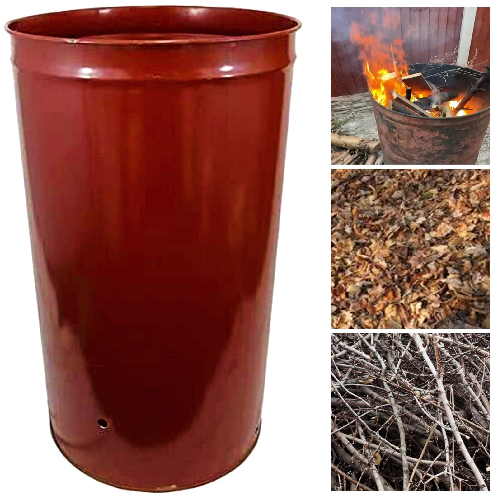 210 Litre Large Garden Outdoor Burner Incinerator Fire Bin For Bonfire ...