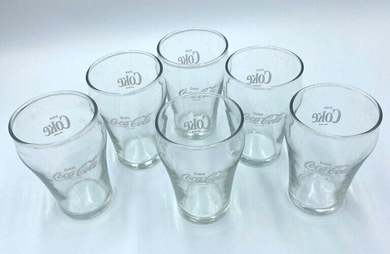 6 Vintage COCA-COLA / COKE glasses Small Tumblers White Logo 5" Tall | eBay