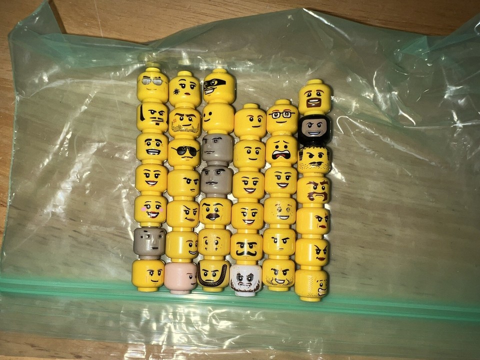Lot of Lego Minifigures Parts: Heads Bodies Legs Hair Hats Helmets ...