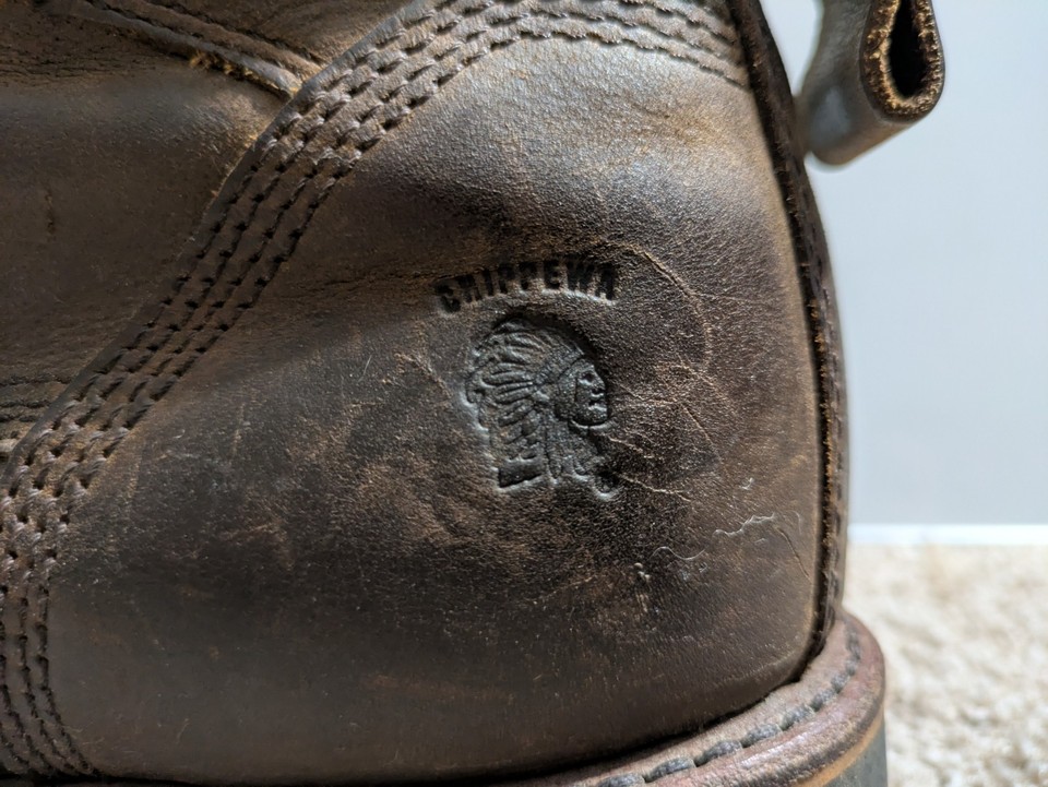 Chippewa Men's Brown Leather 6 inch Lace up Soft Toe Boots 10D Made in ...