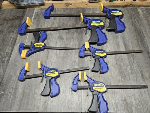 Lot Of 6 IRWIN QUICK GRIP 12 INCH X2 And 6 Inch X4 CLAMPS Wood Work ...
