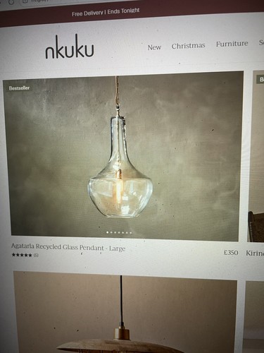 Nkuku Agatarla Glass Pendant Large Ex Display Only £189.99 (John lewis ...