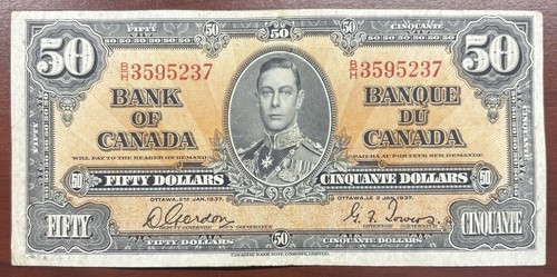 1937 - Fifty Dollar Canadian Banknote - 50$, Bank Of Canada | eBay