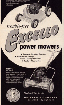 Excello Power Mowers 1955 Life Vintage Print Ad Heineke Springfield ...
