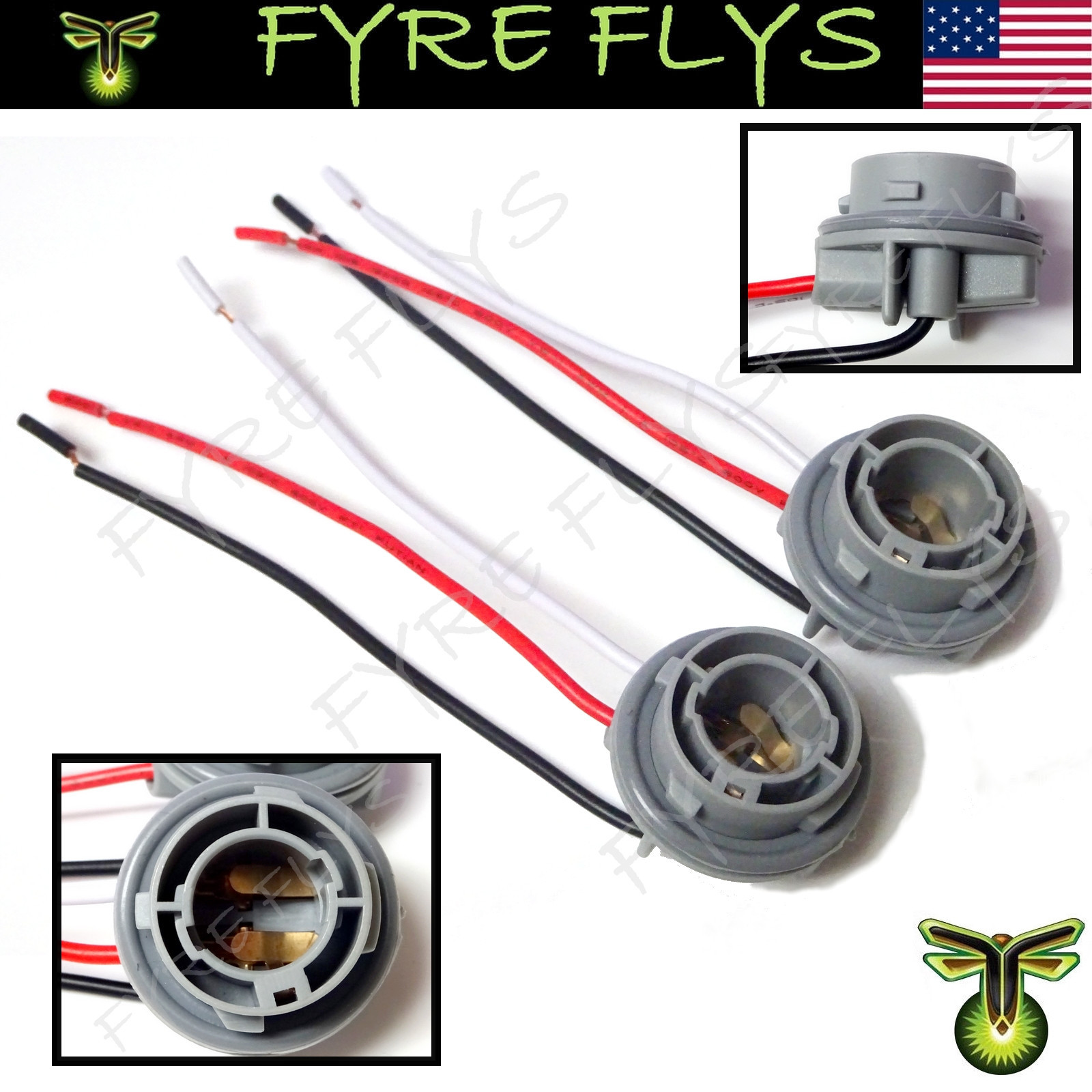 1157 bulb socket brake turn signal light harness wire LED pig tail plug ...